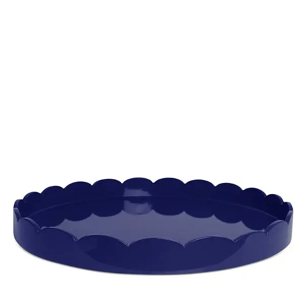 ADDISON ROSS LONDON Large Lacquer Scalloped Tray, 20 Round - Navy