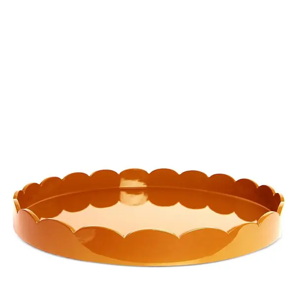 ADDISON ROSS LONDON Large Lacquer Scalloped Tray, 20 Round - Orange
