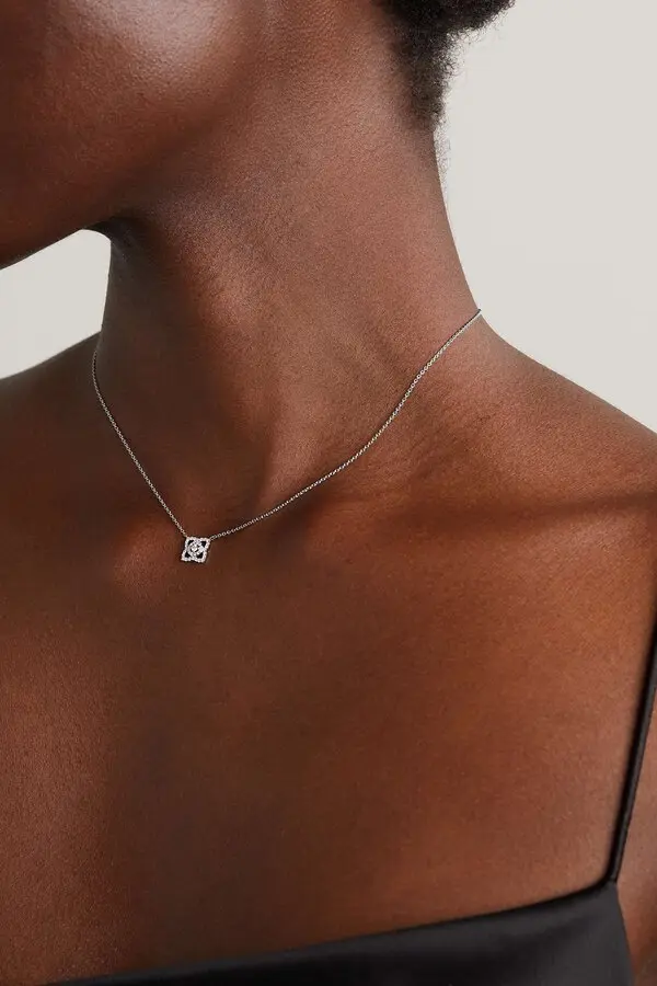 DE BEERS LONDON 18k White Diamond Necklace