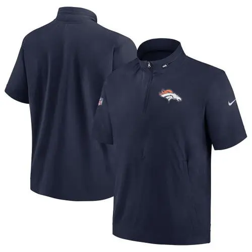 Nike Denver Broncos Sideline Coach Short Sleeve Hoodie Quarter-zip Jacket - Navy