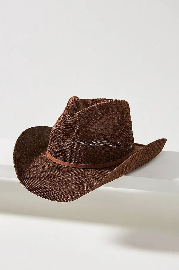 Anthropologie Sparkle Cowboy Rancher Hat - Chocolate