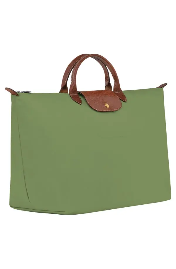 Longchamp Large Le Pliage Green Recycled Canvas Travel Bag