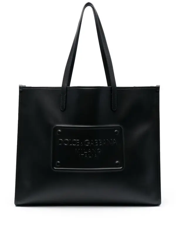 Dolce & Gabbana Logo-embossed Leather Tote Bag - Black