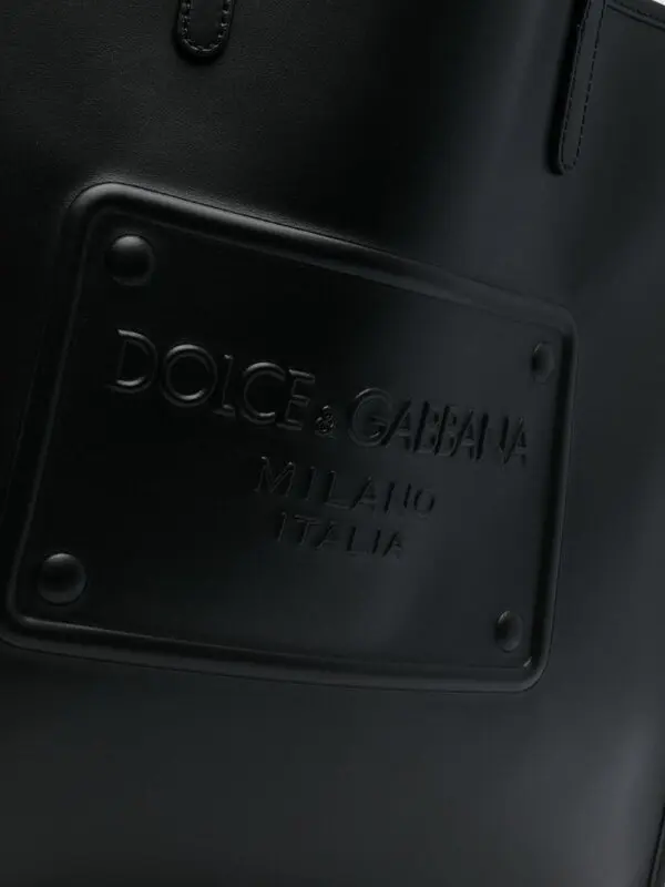 Dolce & Gabbana Logo-embossed Leather Tote Bag - Black