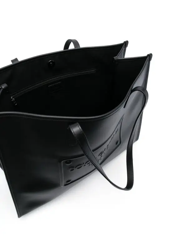 Dolce & Gabbana Logo-embossed Leather Tote Bag - Black