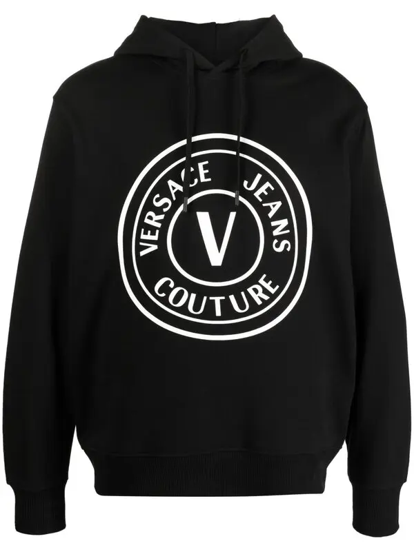 Versace Logo-print Cotton Hoodie - Black