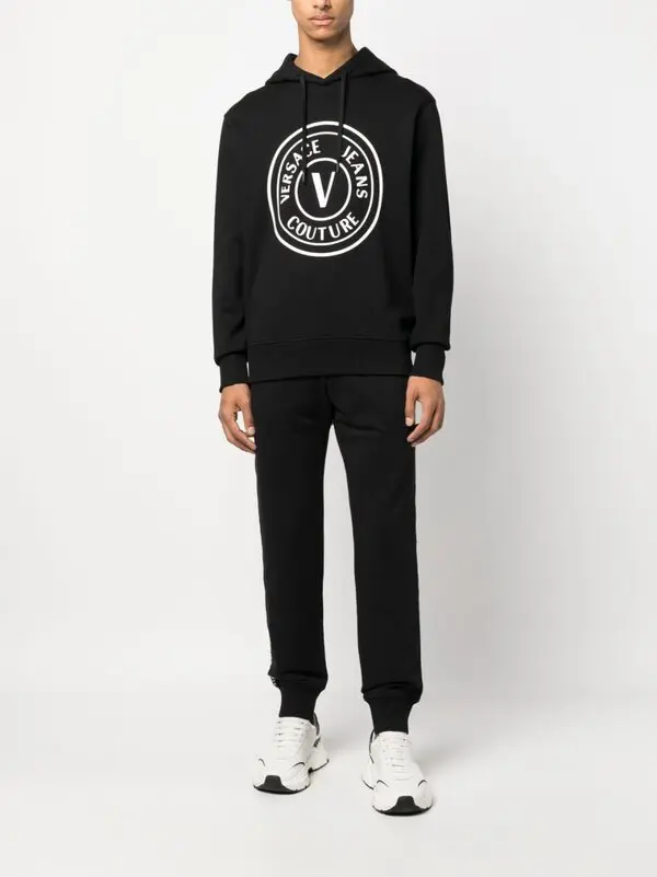 Versace Logo-print Cotton Hoodie - Black