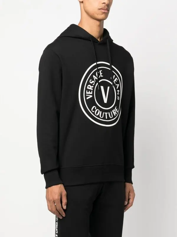 Versace Logo-print Cotton Hoodie - Black