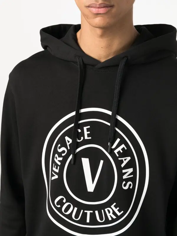 Versace Logo-print Cotton Hoodie - Black