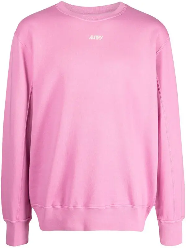 AUTRY Logo-print Cotton Sweatshirt - Pink