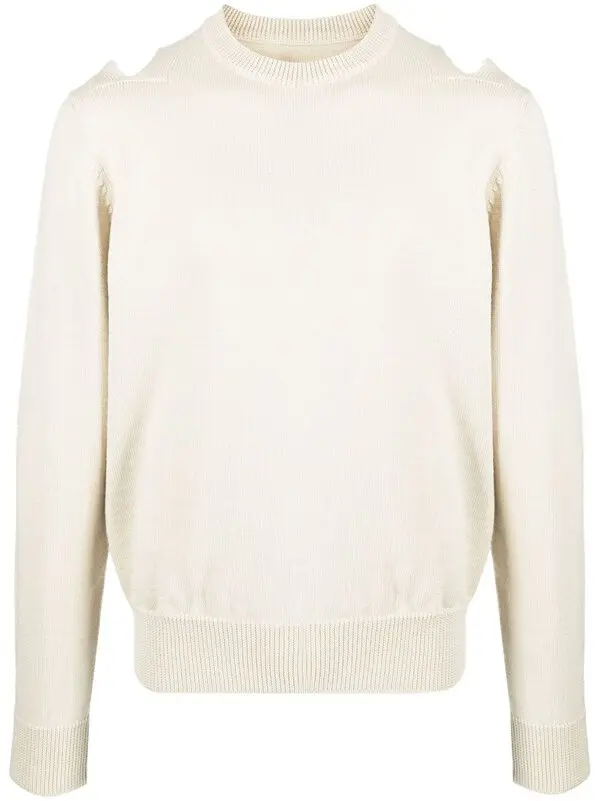 JIL SANDER Cut-out Wool Jumper - Neutrals