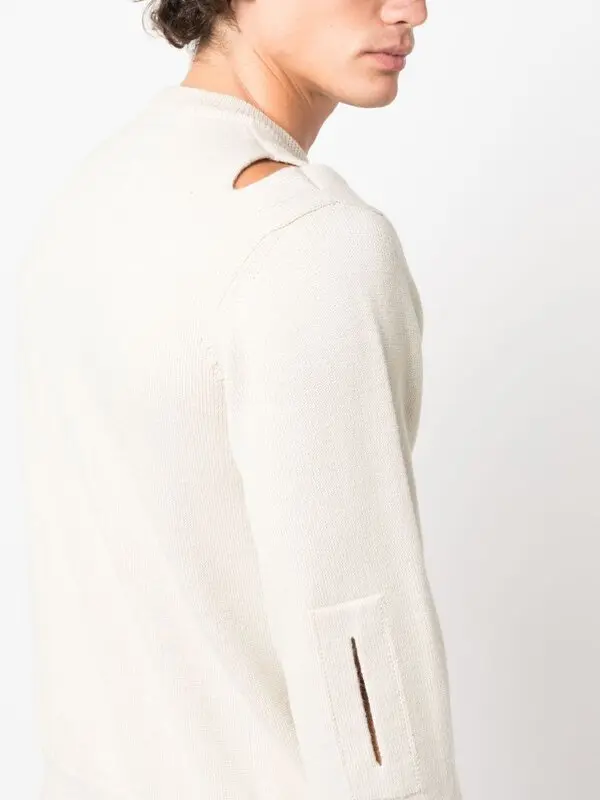 JIL SANDER Cut-out Wool Jumper - Neutrals