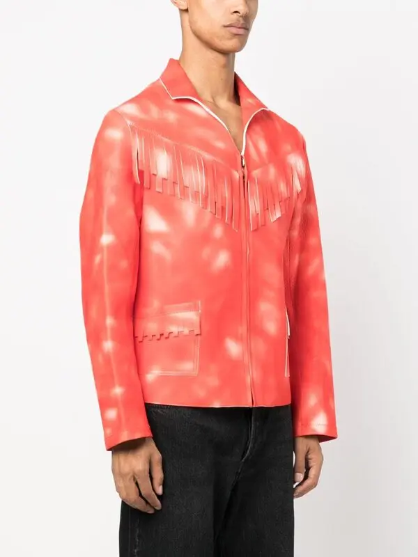 ERL Tie-dye Print Leather Jacket