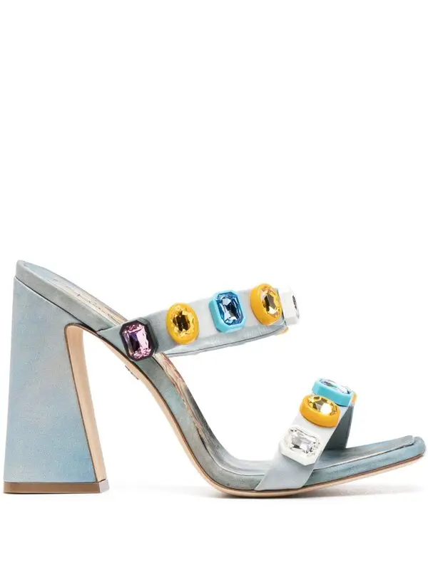 Roberto Cavalli Crystal-embellished Graphic-print Sandals