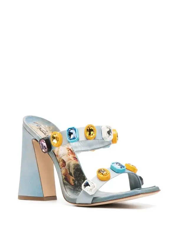 Roberto Cavalli Crystal-embellished Graphic-print Sandals