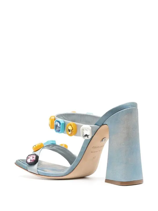Roberto Cavalli Crystal-embellished Graphic-print Sandals