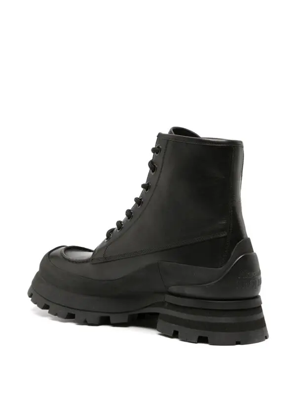 Alexander McQueen Men\'s Black Leather Combat Boot Size 43 luxury-men-alexander-mcqueen-  main image 3