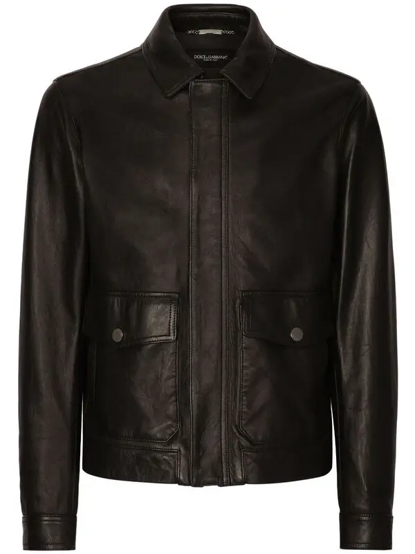 Dolce & Gabbana Collared Leather Coat