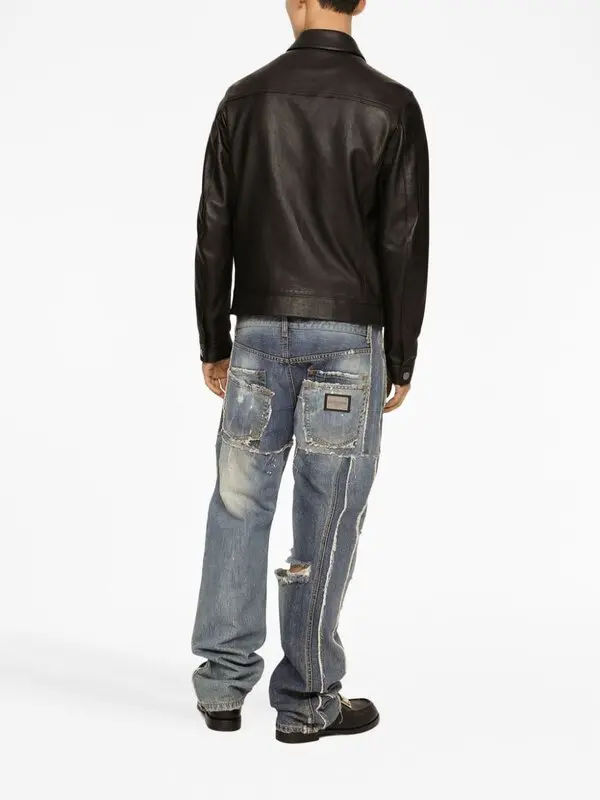 Dolce & Gabbana Collared Leather Coat