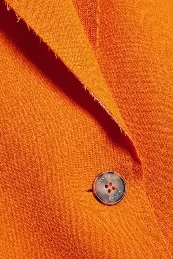 FRAME Twill Blazer With Frayed Trims