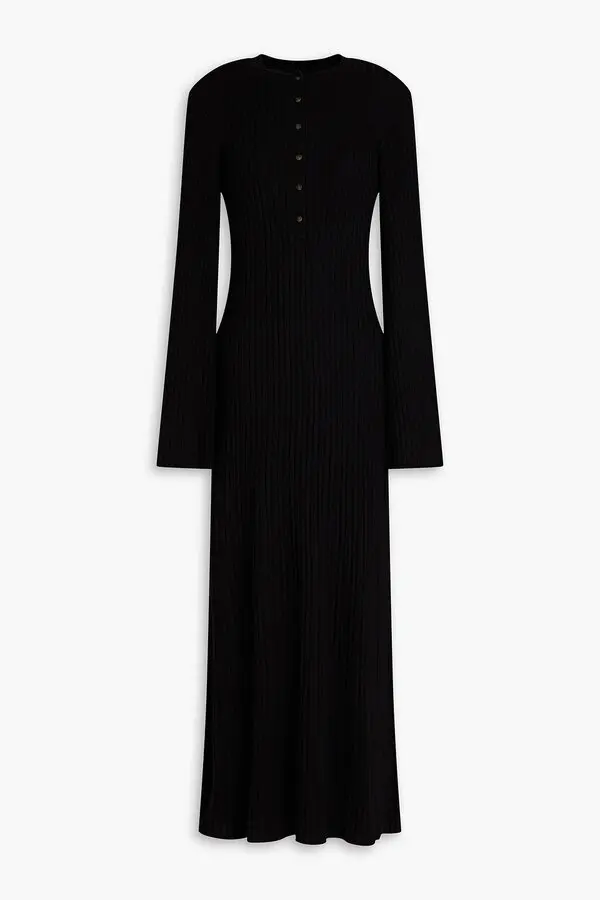 Loulou De Saison Elia Ribbed Wool And Cashmereblend Maxi Dress - Black
