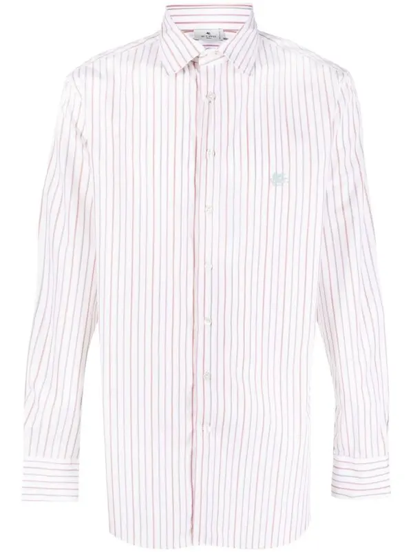 Etro Logo-embroidered Striped Shirt - Neutrals