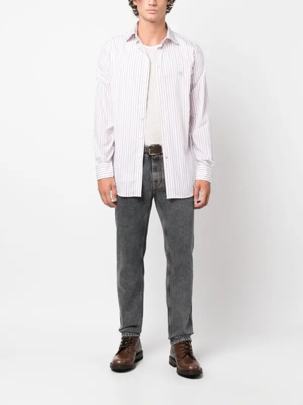 Etro Logo-embroidered Striped Shirt - Neutrals