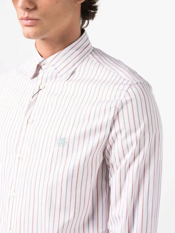 Etro Logo-embroidered Striped Shirt - Neutrals