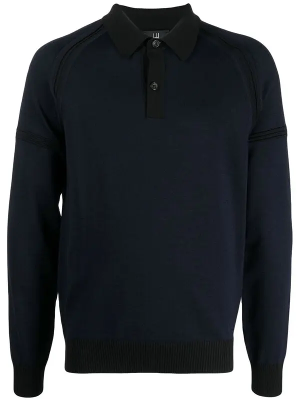 Dunhill Long Raglan-sleeve Wool Polo Shirt