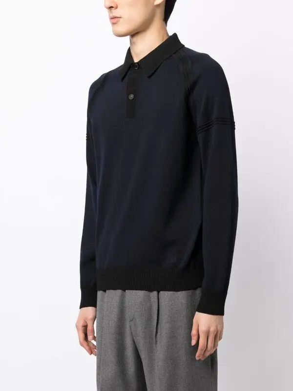 Dunhill Long Raglan-sleeve Wool Polo Shirt