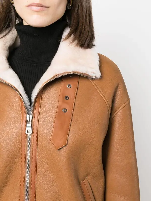 LISKA Zip-front Shearling Jacket