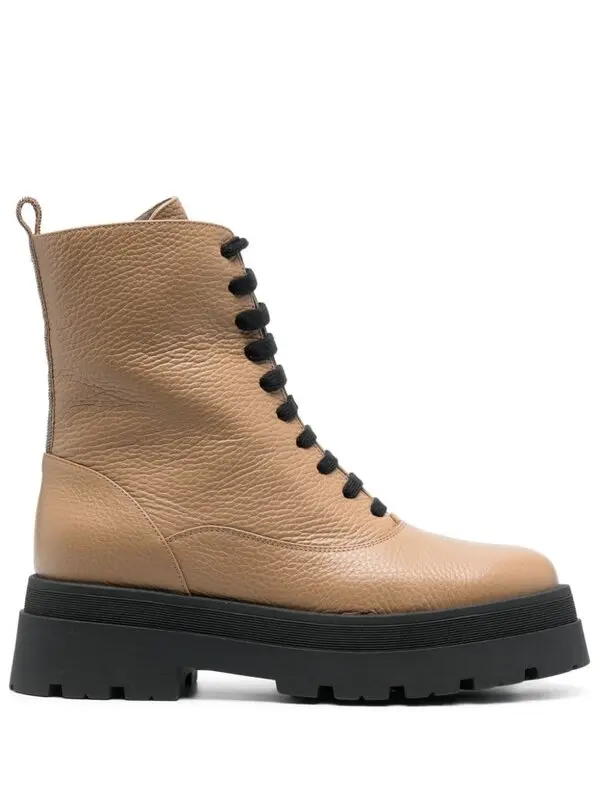 Fabiana Filippi Round-toe Leather Ankle Boots - Neutrals
