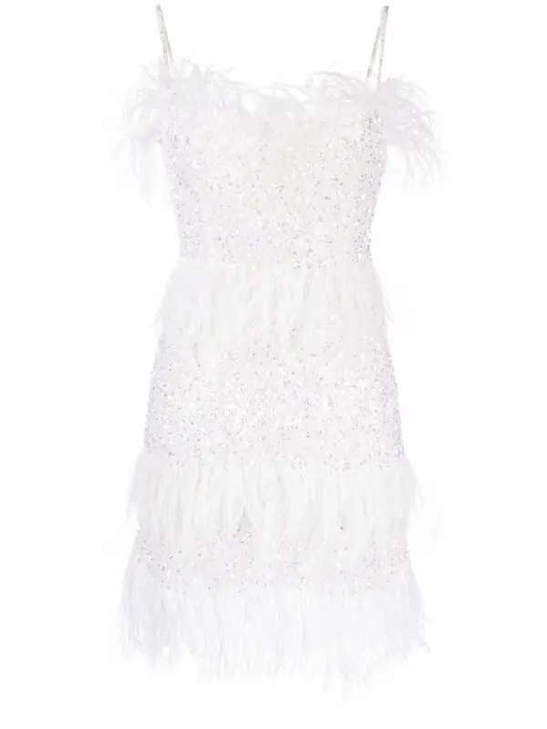 Rachel Gilbert Frenchy Feather Minidress - White
