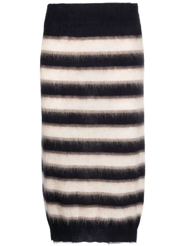Brunello Cucinelli Striped Knitted Midi Skirt - Blue
