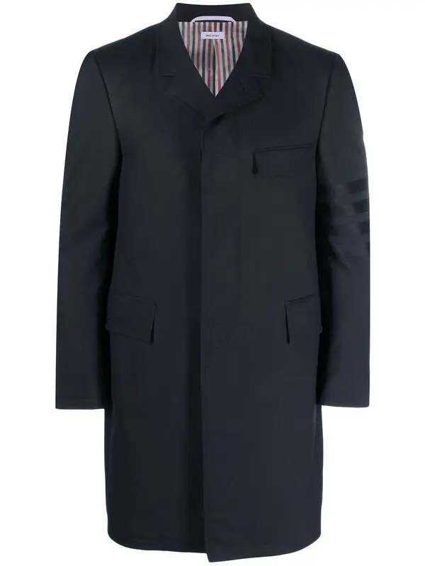 Thom Browne Stripe-detail Single-breasted Coat - Blue