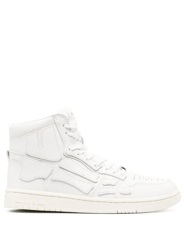 Amiri Skel Appliqué Leather High-top Sneakers - White