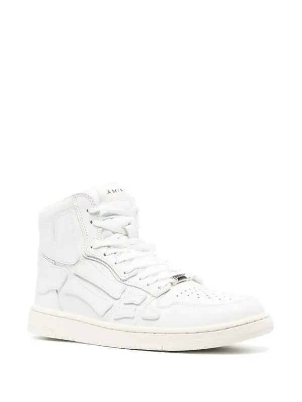 Amiri Skel Appliqué Leather High-top Sneakers - White