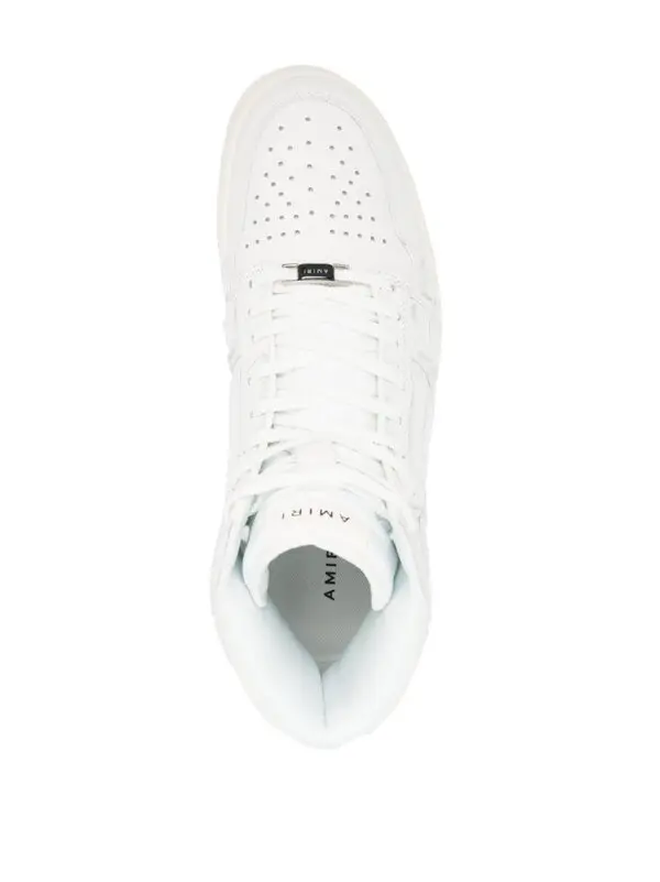 Amiri Skel Appliqué Leather High-top Sneakers - White