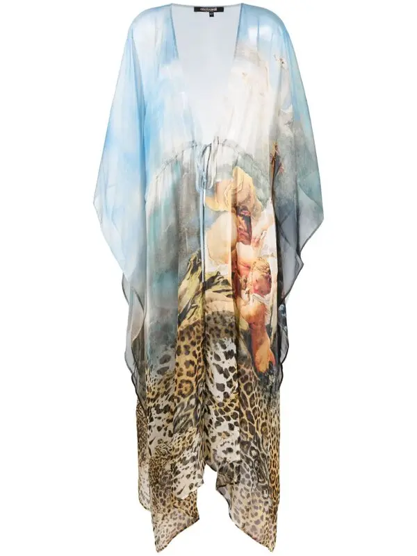 Roberto Cavalli Graphic-print Silk Kaftan