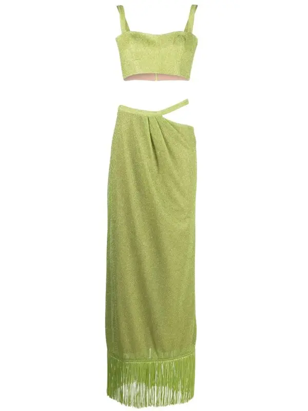 RAYANE BACHA Cut-out Metallic Maxi Dress