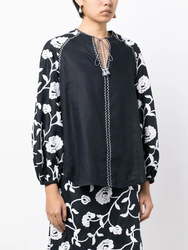 Silvia Tcherassi Molveno Floral-embroidered Tunic Top