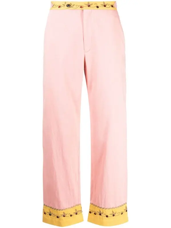 BODE Crystal-embellished Cropped Trousers