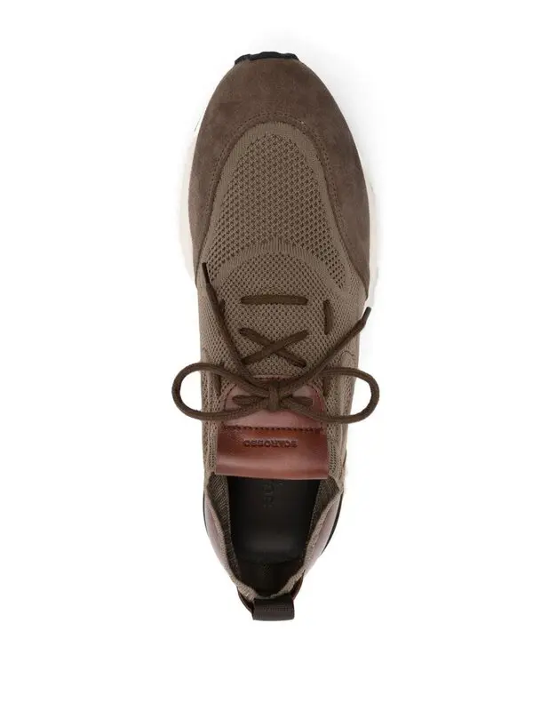 SCAROSSO Knitted-upper Leather Sneakers - Brown