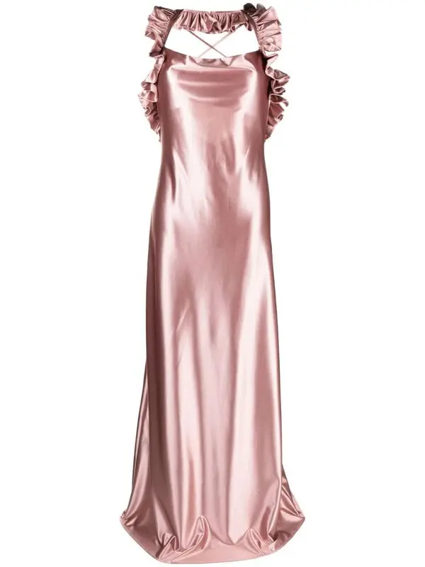 RAYANE BACHA Iris Satin Maxi Dress