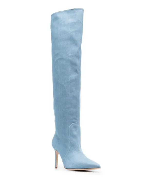 SCAROSSO Denim 85mm Thigh-high Boots