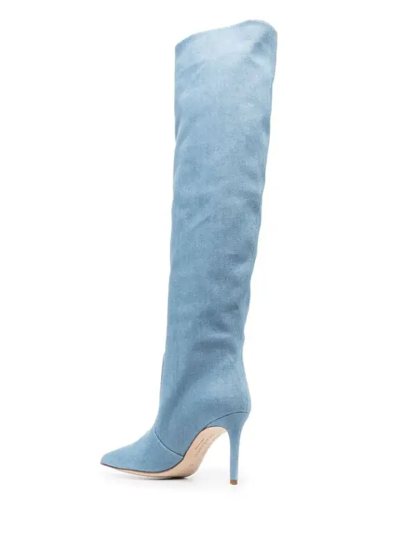 SCAROSSO Denim 85mm Thigh-high Boots