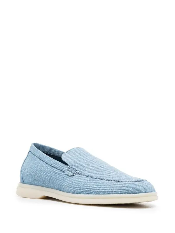 SCAROSSO Almond-toe Denim Loafers - Blue