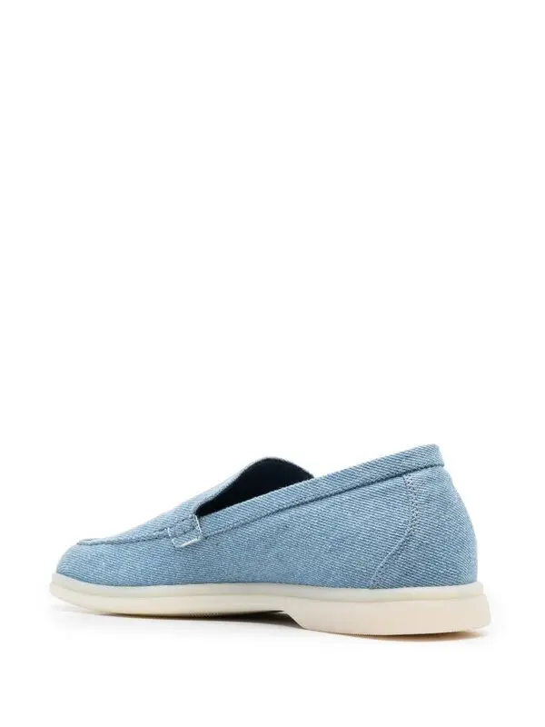 SCAROSSO Almond-toe Denim Loafers - Blue