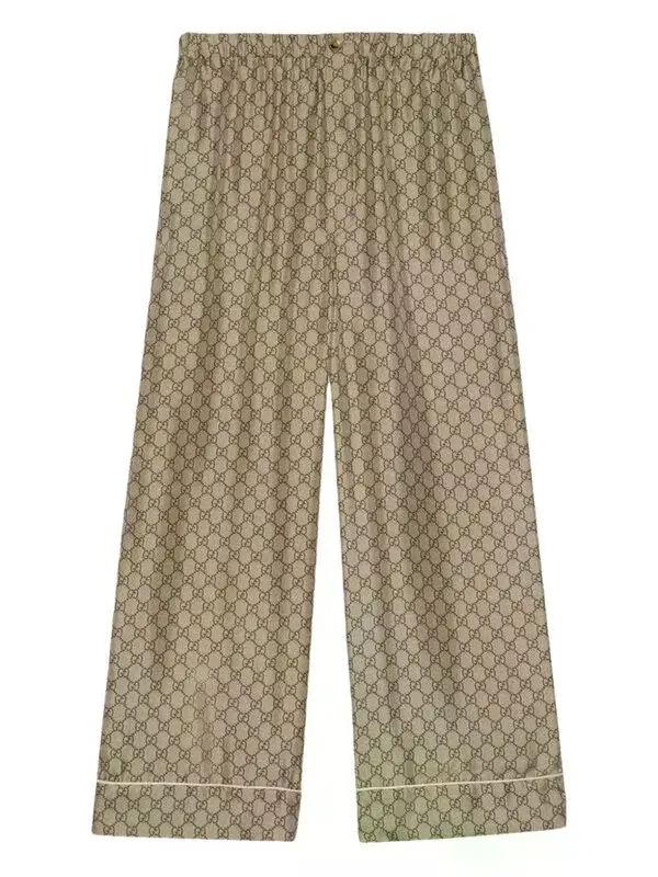 Gucci Gg Supreme Silk Palazzo Trousers