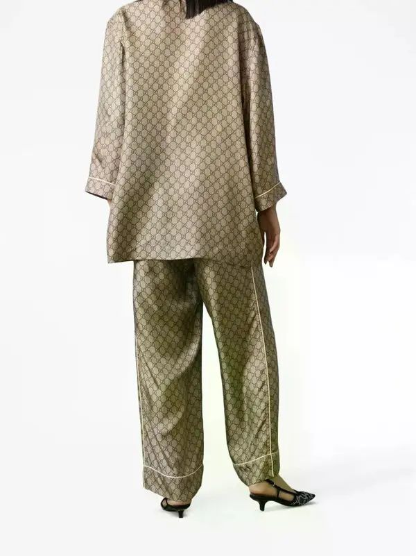 Gucci Gg Supreme Silk Palazzo Trousers